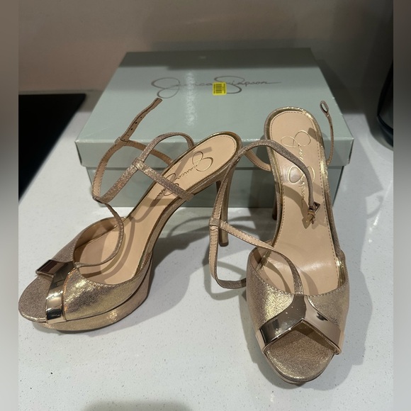 Jessica Simpson | Shoes | Jessica Simpson Metallic Gold Heels | Poshmark